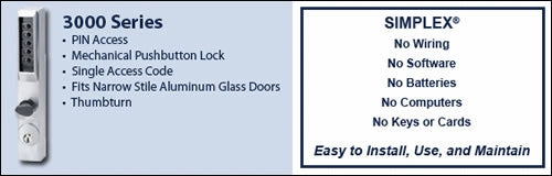Simplex 3000 Narrow Stile Pushbutton Lock | GoKeyless